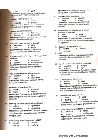 ANTONYMS NOTES FOR JEST AND PST TEST PREPARATION | PDF