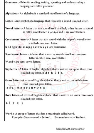CLASS 5 ENGLISH NOTES FROM SINDH TEXT BOARD BOOK FOR JEST AND PST TEST ...