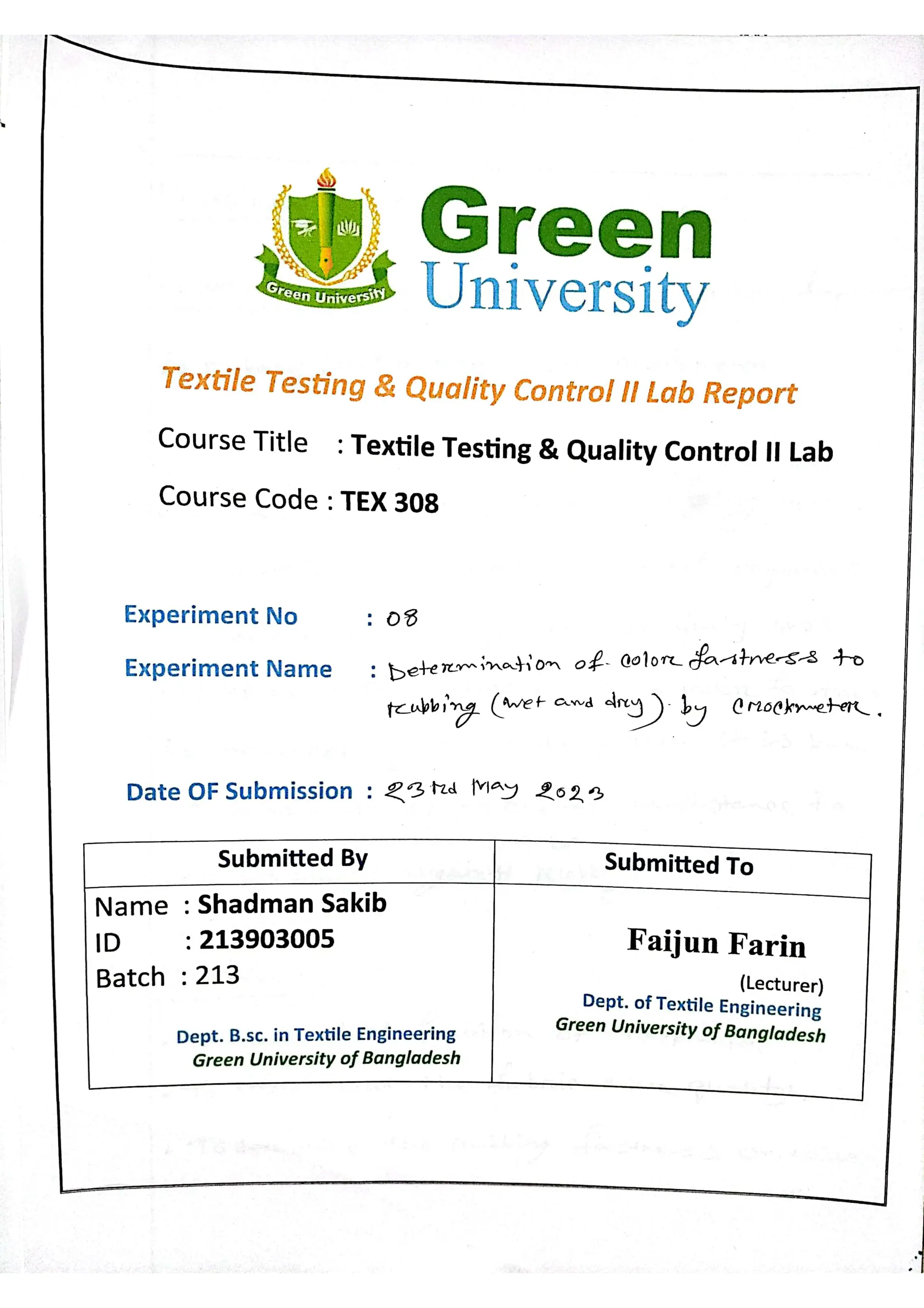Determination of color fastness to rubbing(wet and dry condition) by ...