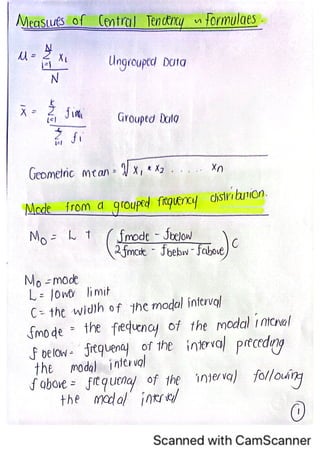 MEASURES OF CENTRAL TENDENCY STATISTICS pdf | PDF