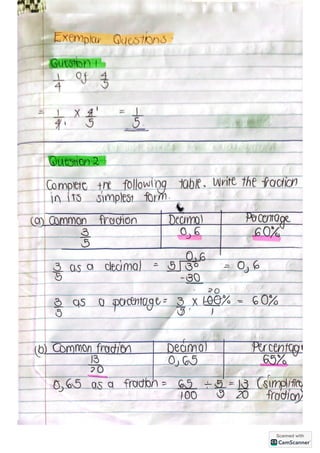Grade 7 Common and Decimal Fractions Section 1 Answerspdf | PDF