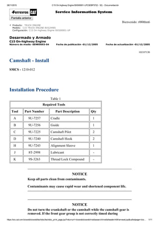 Camshaft install | PDF