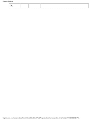 Simple Shot List Example | PDF | Cameras and Camcorders | Consumer ...