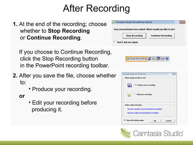 Camtasia Getting Started Guide | PPT