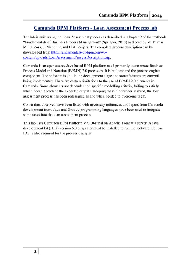 Camunda-BPM-Loan-Assessment-Process-Lab-v1.0.pdf | Computer Software ...