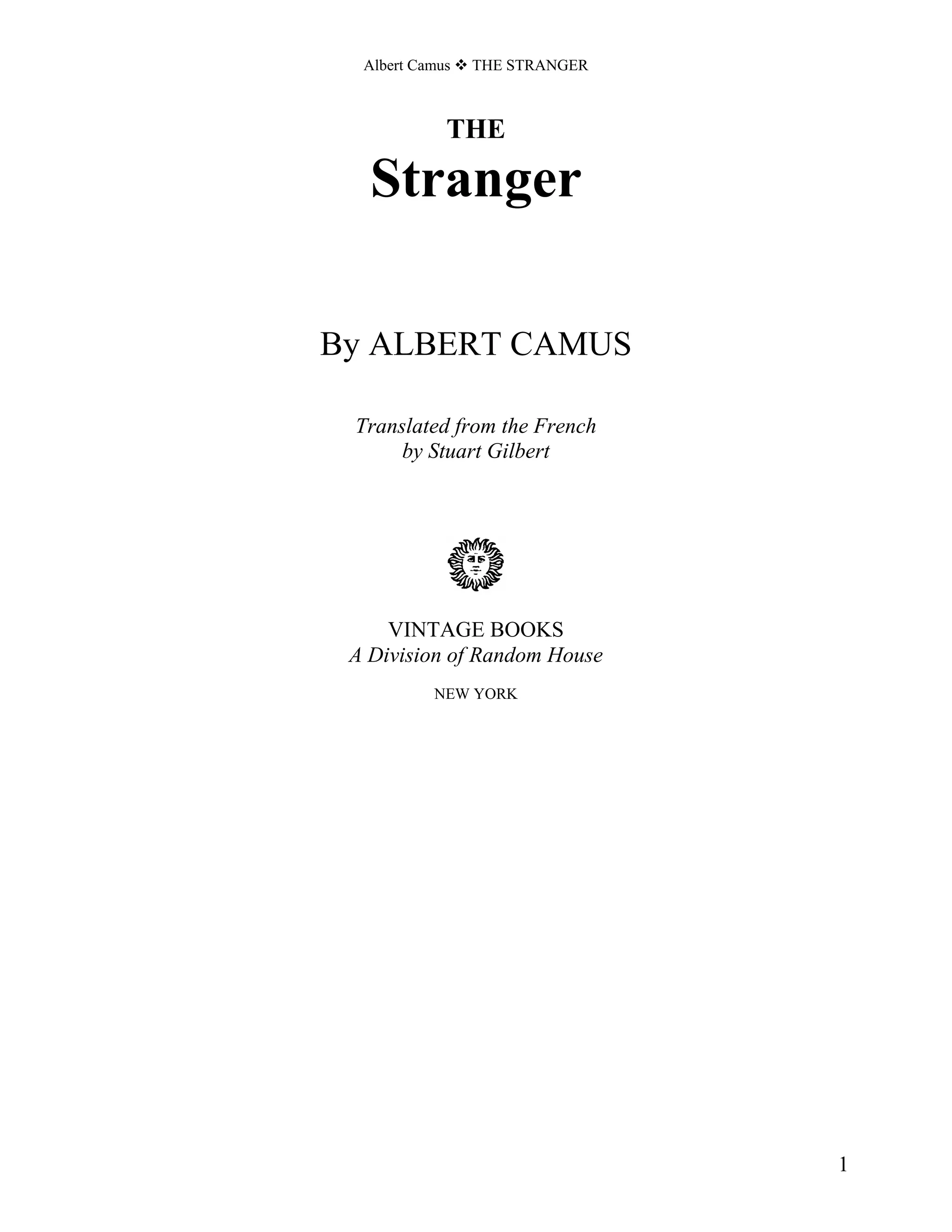 Camus, albert the stranger | PDF