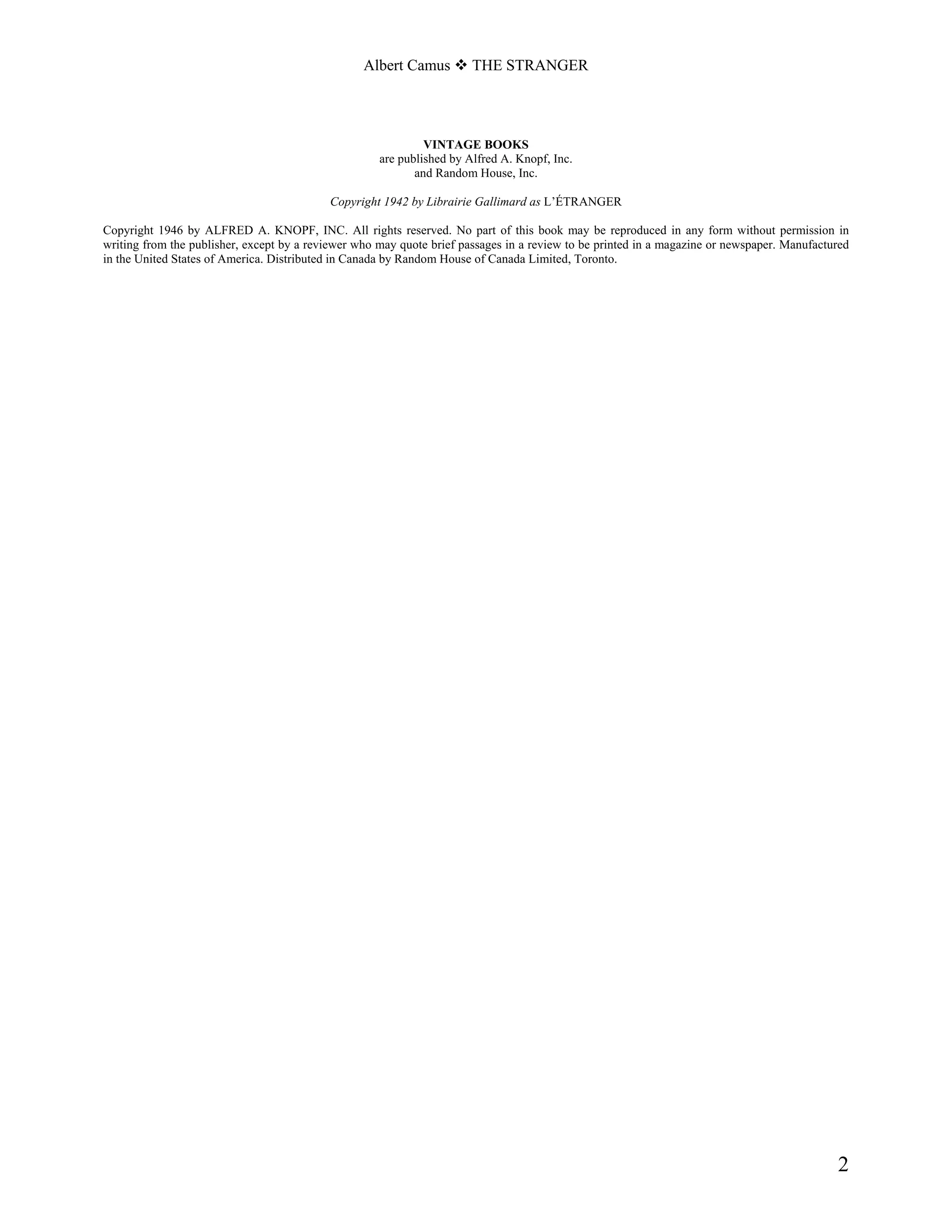 Camus, albert the stranger | PDF