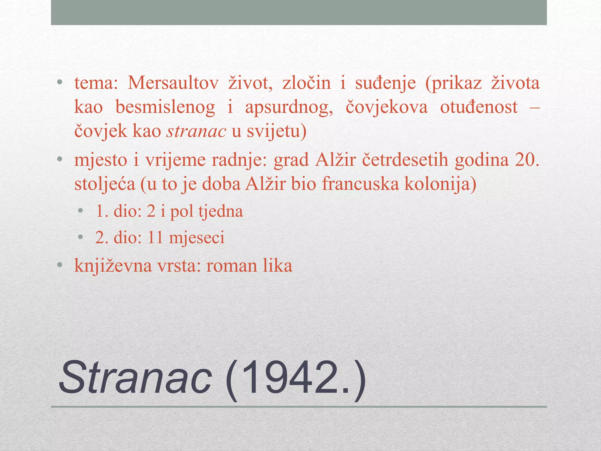 Albert Camus, Stranac | PPTX