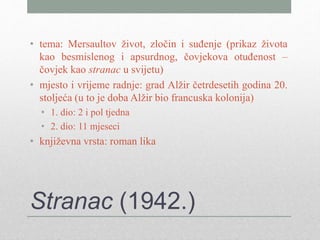 Albert Camus, Stranac | PPTX