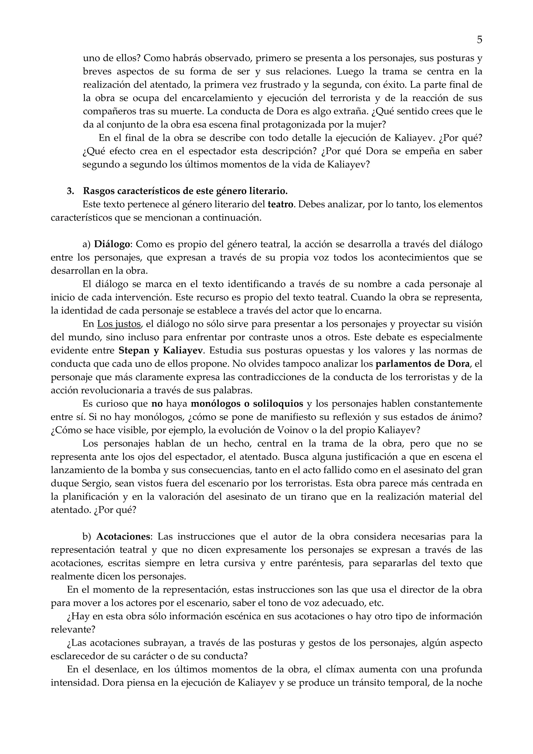 Camus los justos guía de lectura | PDF