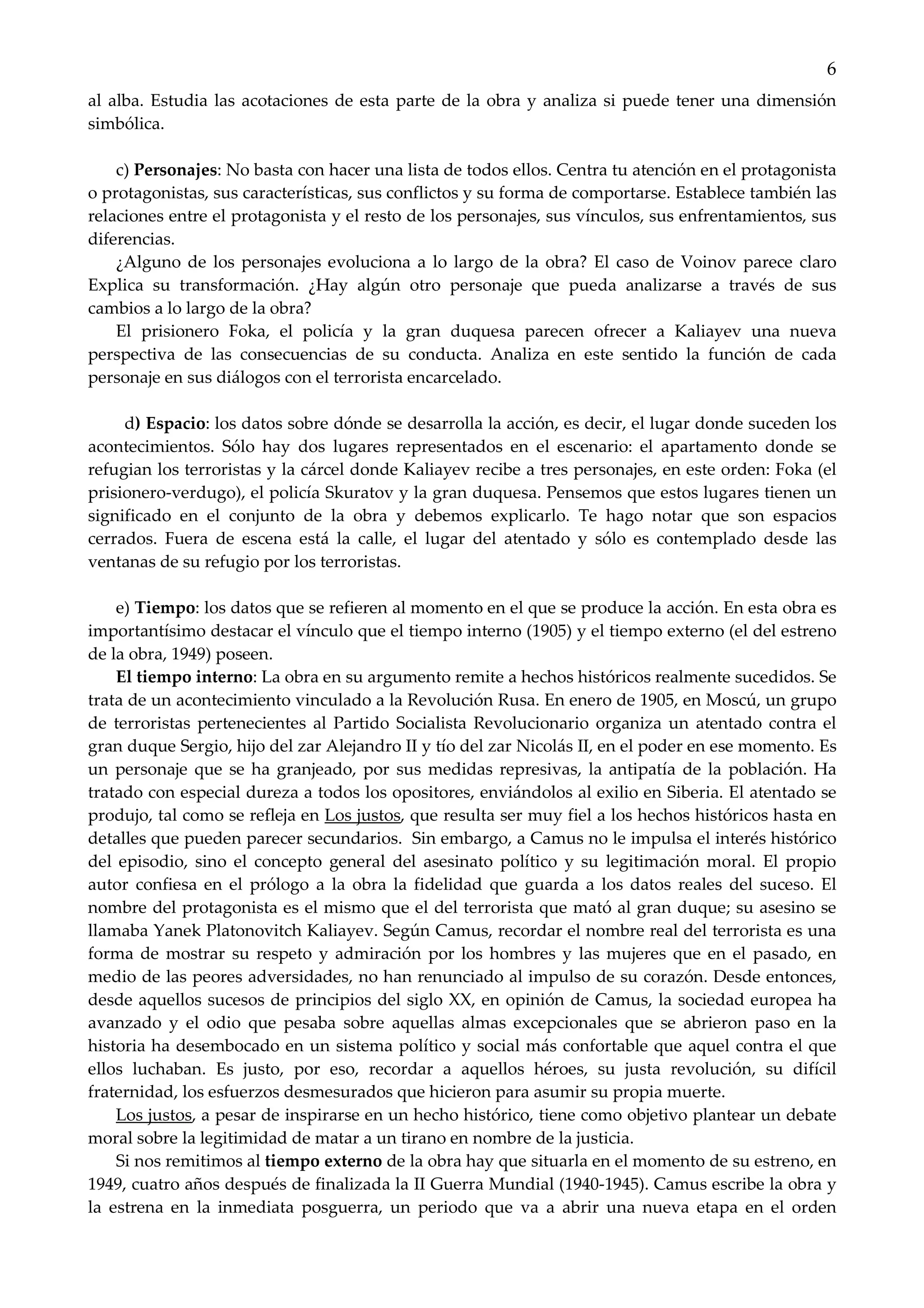 Camus los justos guía de lectura | PDF