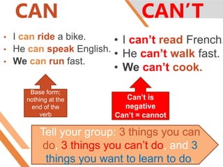 Can and Can't: Skills and Abilities | PPTX