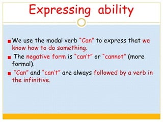 Modal Verbs CAN and CAN'T for asking for permission and giving ...
