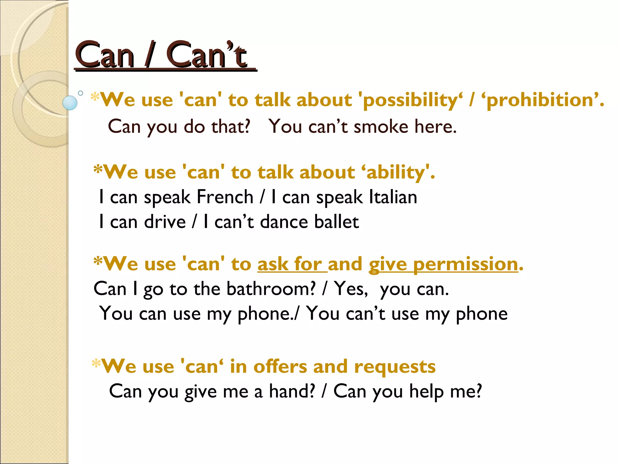 Can can't general rules | PPT