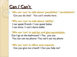 Can can't general rules | PPT