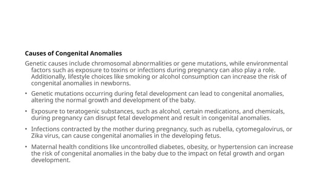 The congenital anomalies of newborn etiology, risk factors | PPTX