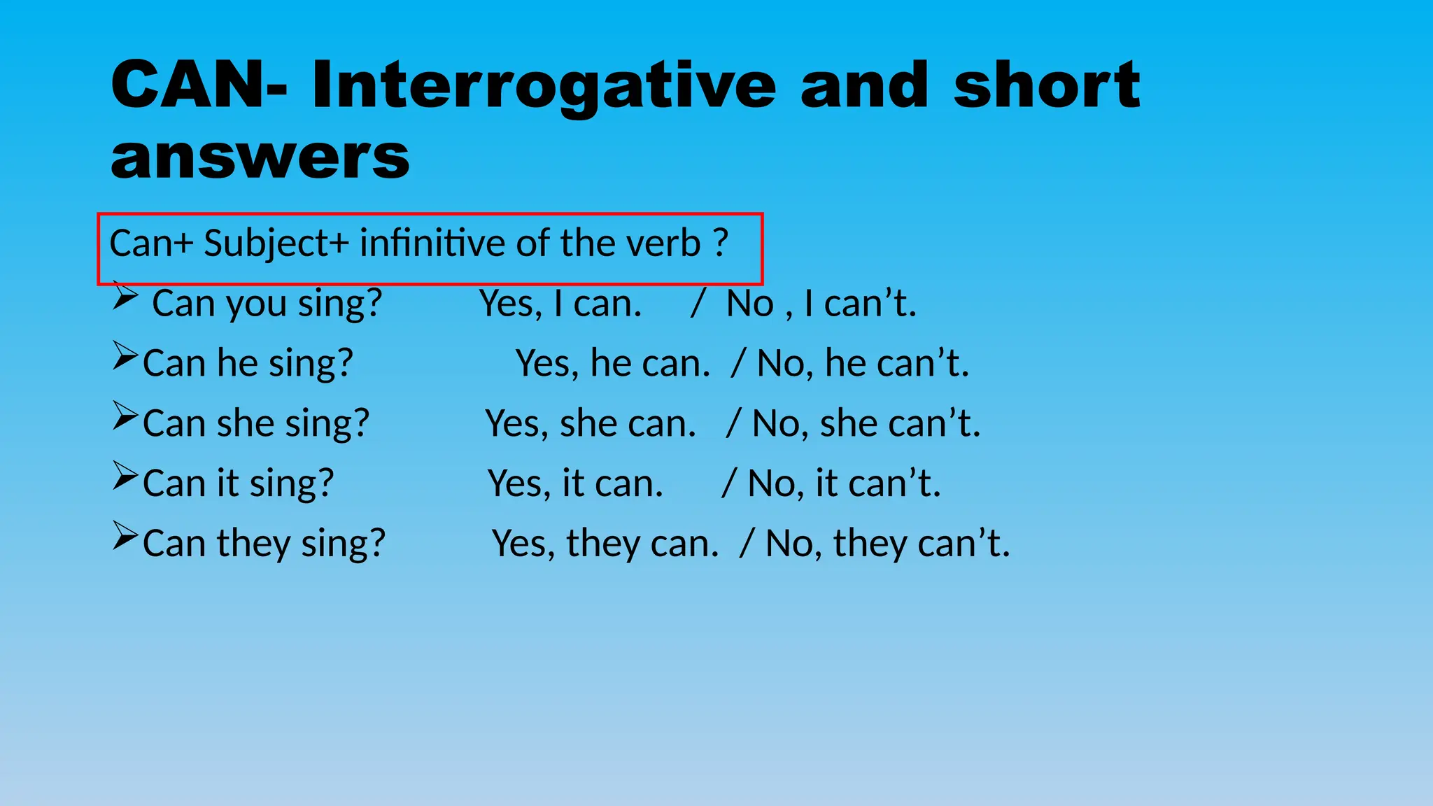 Can- Interrogative+ short answers.pptx about hte grammar modal verb | PPTX