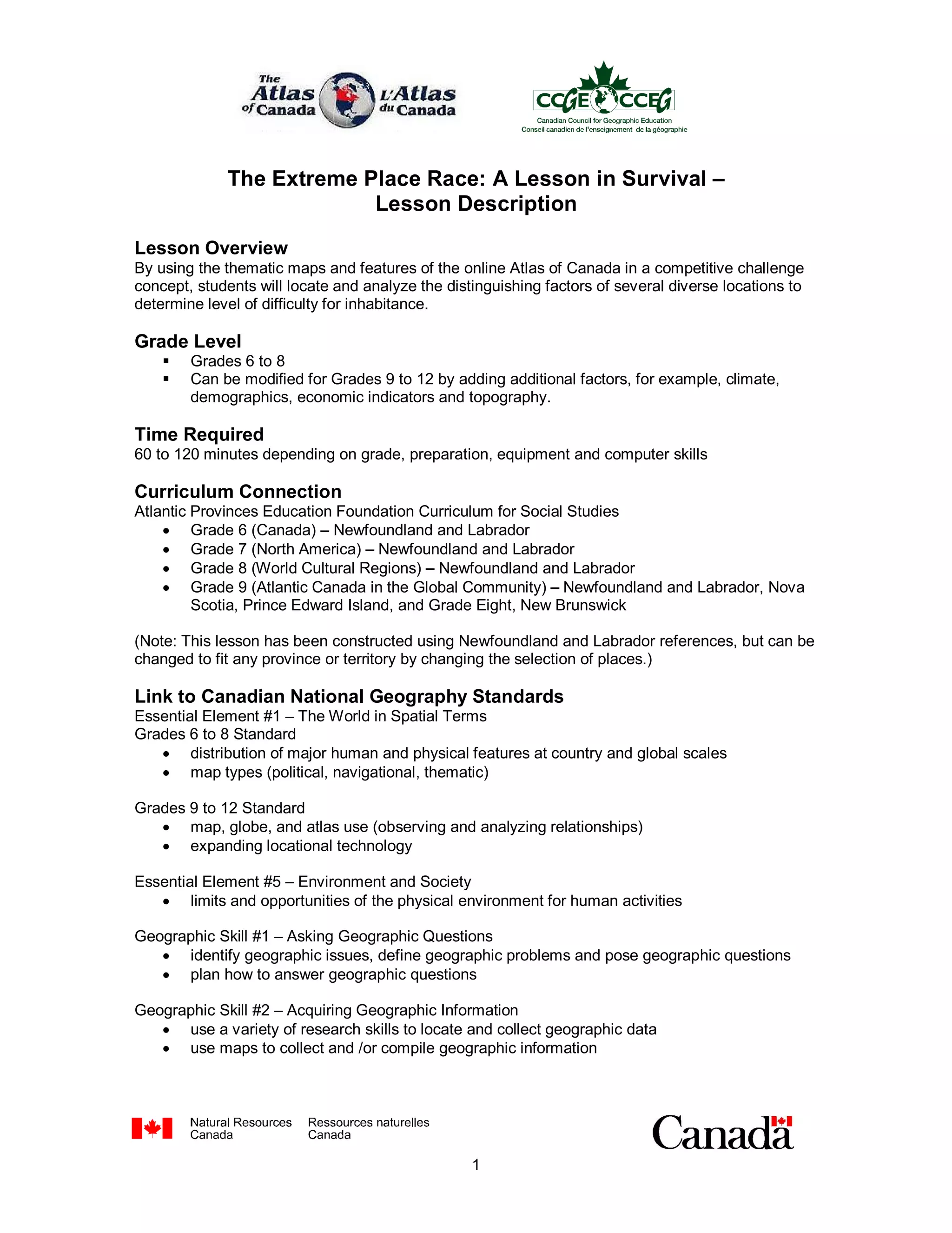 Canad Extreme Survival Independent Project | PDF