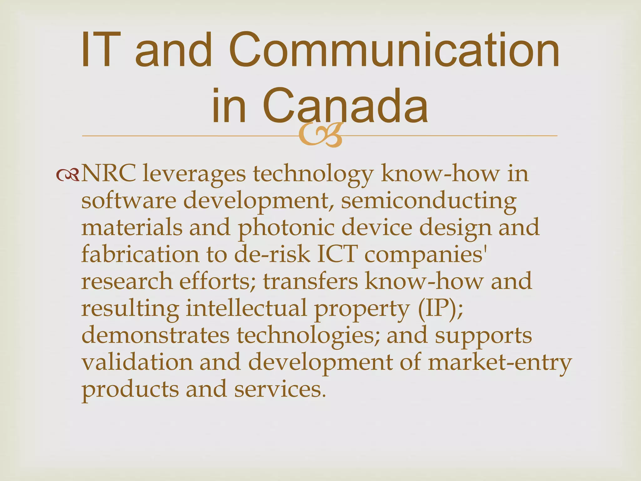 ICT in Canada | PPTX