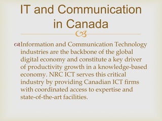 ICT in Canada | PPTX