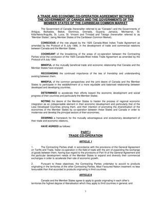 Canada-CARICOM - Trade & Economic Cooperation Agreement | PDF