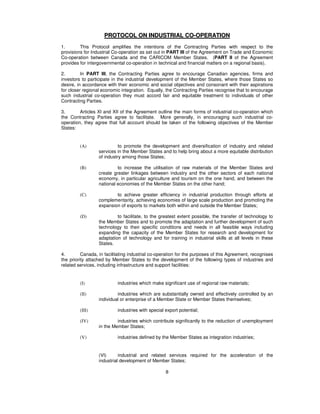 Canada-CARICOM - Trade & Economic Cooperation Agreement | PDF