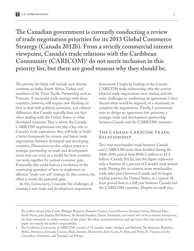 Canada-CARICOM "Trade-not-Aid" Strategy: Important and Achievable | PDF