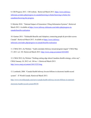 The Canada Health Infoway - A review of its objectives, accomplishments ...
