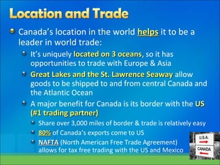Canada location-climate-natural resources -trading | PPT