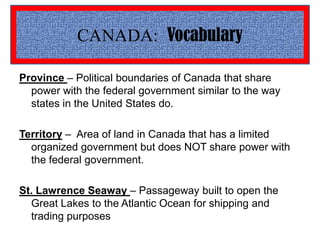 Canada Vocabulary. 2011-12 | PPTX