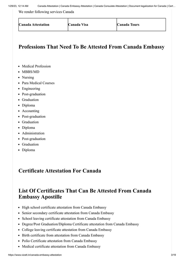 Canada Attestation | Canada Embassy Attestation | Canada Consulate ...