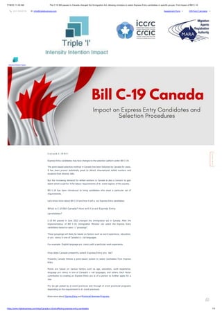 Canada Bill C-19 Express Entry | PPTX