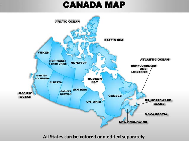 Canada country editable powerpoint maps with states and counties | PPTX ...