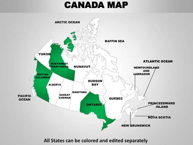 Canada country editable powerpoint maps with states and counties | PPTX ...