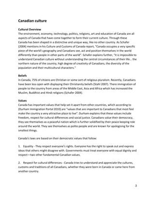 Canada cultural analysis | PDF
