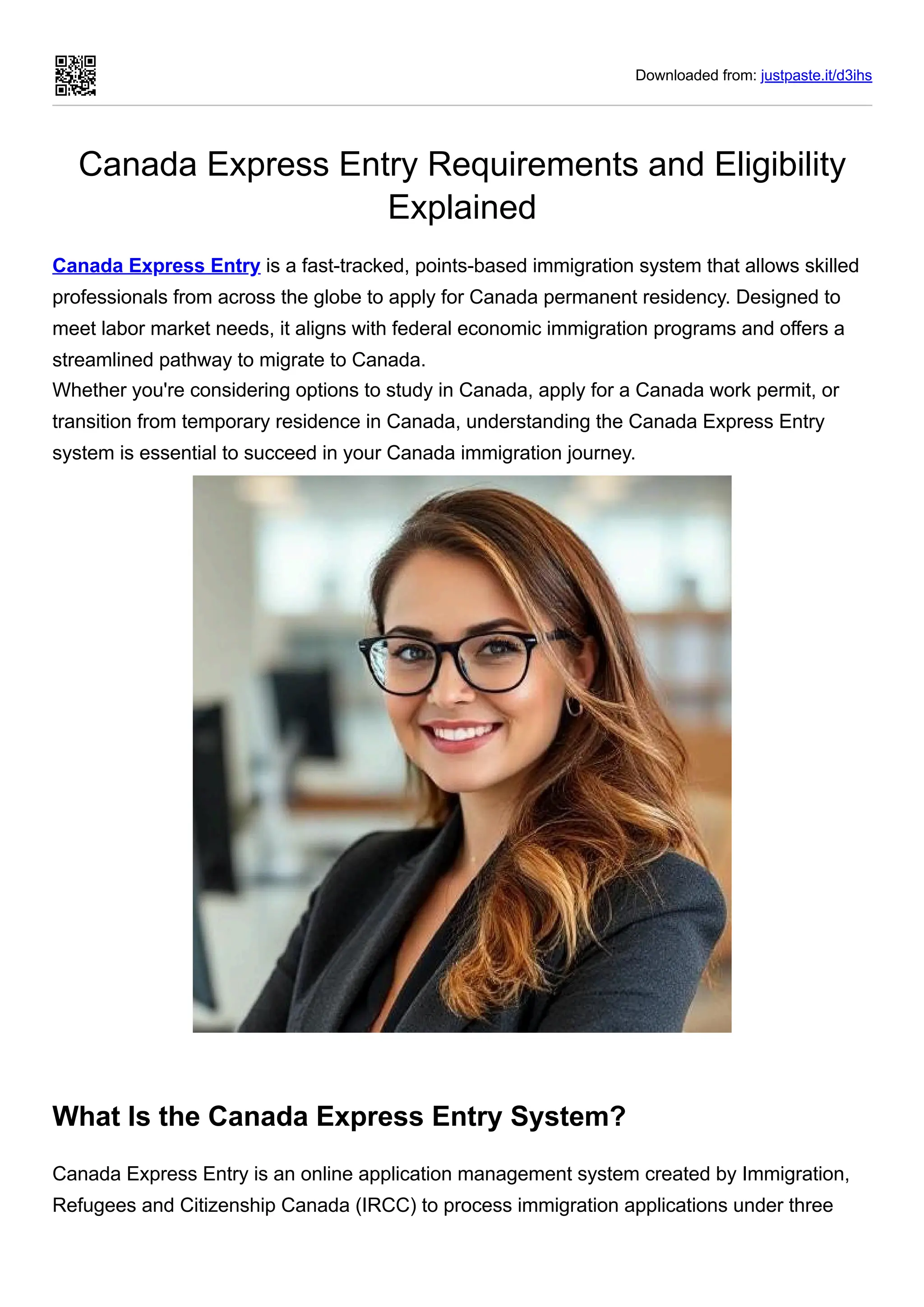 Canada Express Entry Requirements and Eligibility Explained | PDF