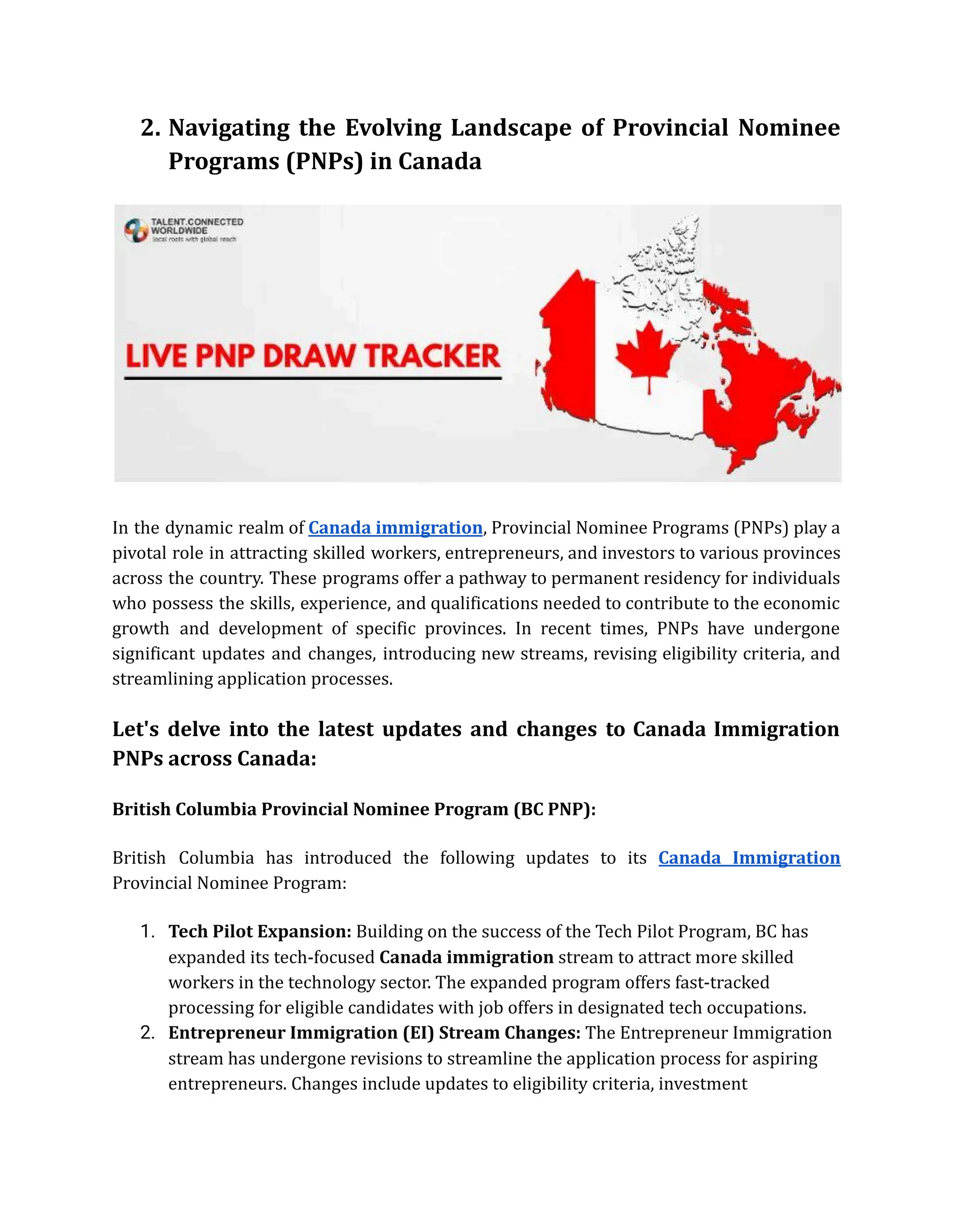Canada Immigration: Express Entry and PNP Program | PDF