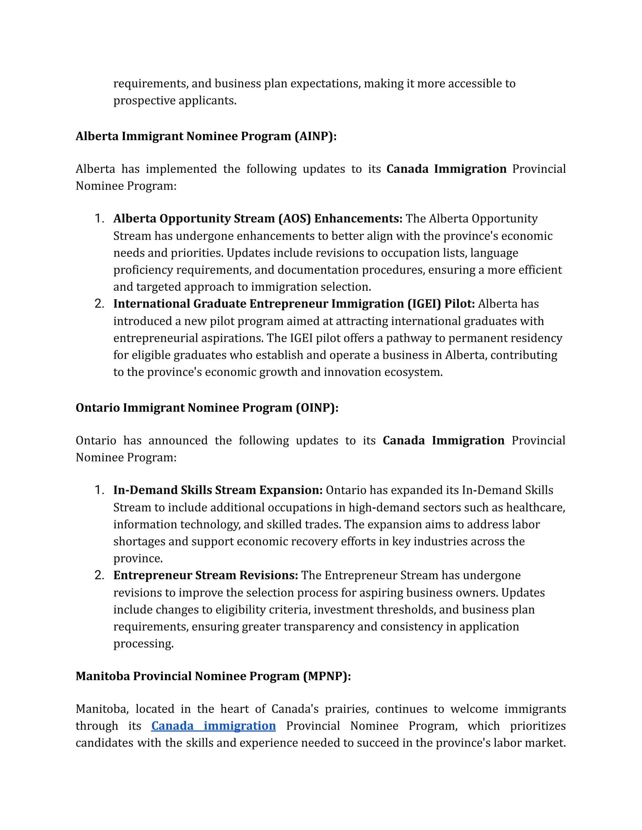 Canada Immigration: Express Entry and PNP Program | PDF