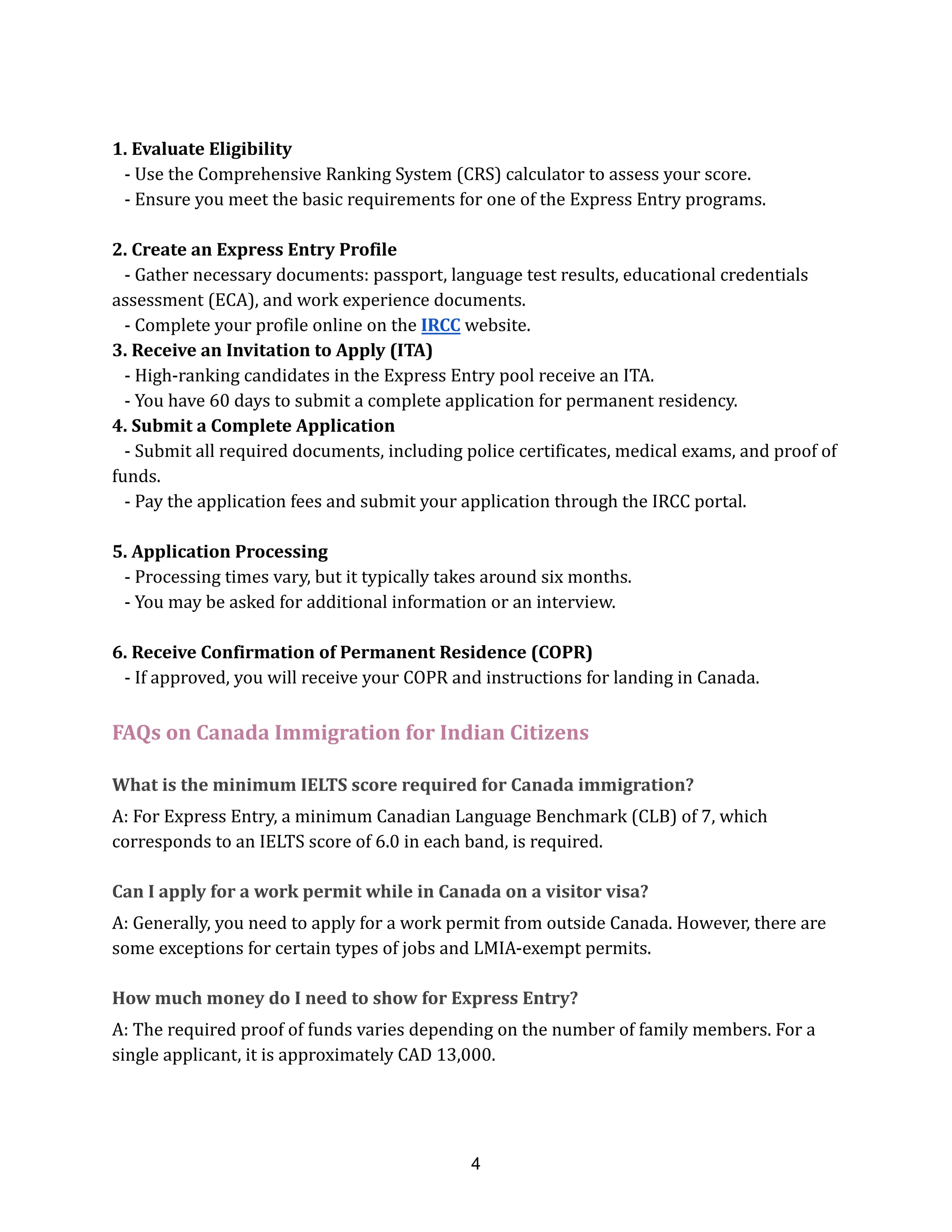 Canada Immigration Requirements for Indian Citizens | PDF