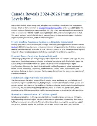 Canada Reveals 2024-2026 Immigration Levels Plan.docx
