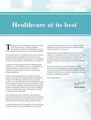 Canada's 10 Most Valuable Healthcare Solution Providers July 2021 | PDF