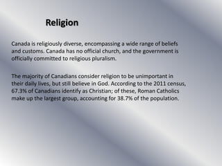 Canada's history,religion,language and education, | PPTX