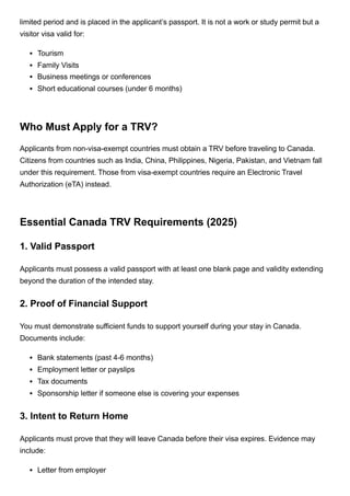 Canada Temporary Resident Visa - Y-Axis Canada | PDF