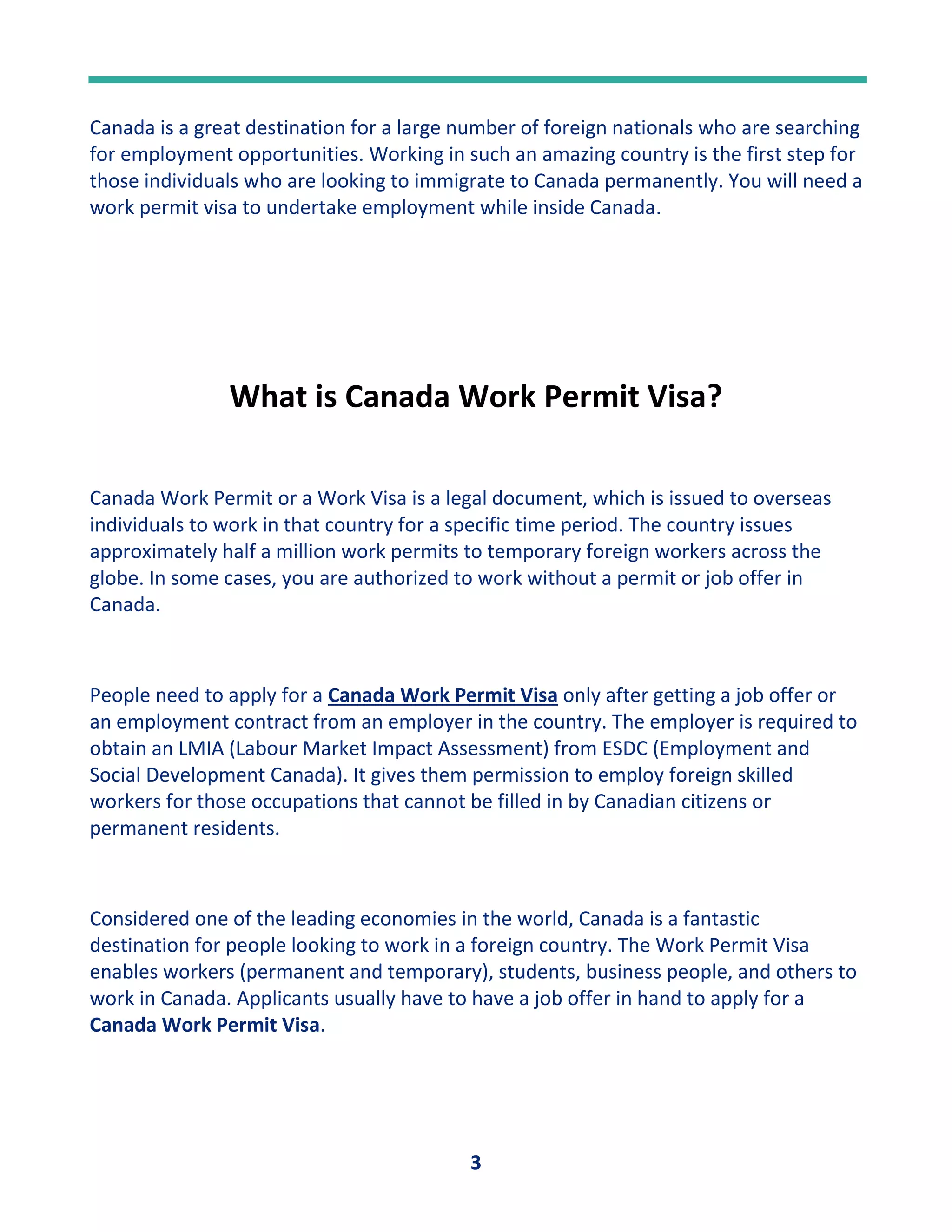 Canada Work Permit Visa | PDF