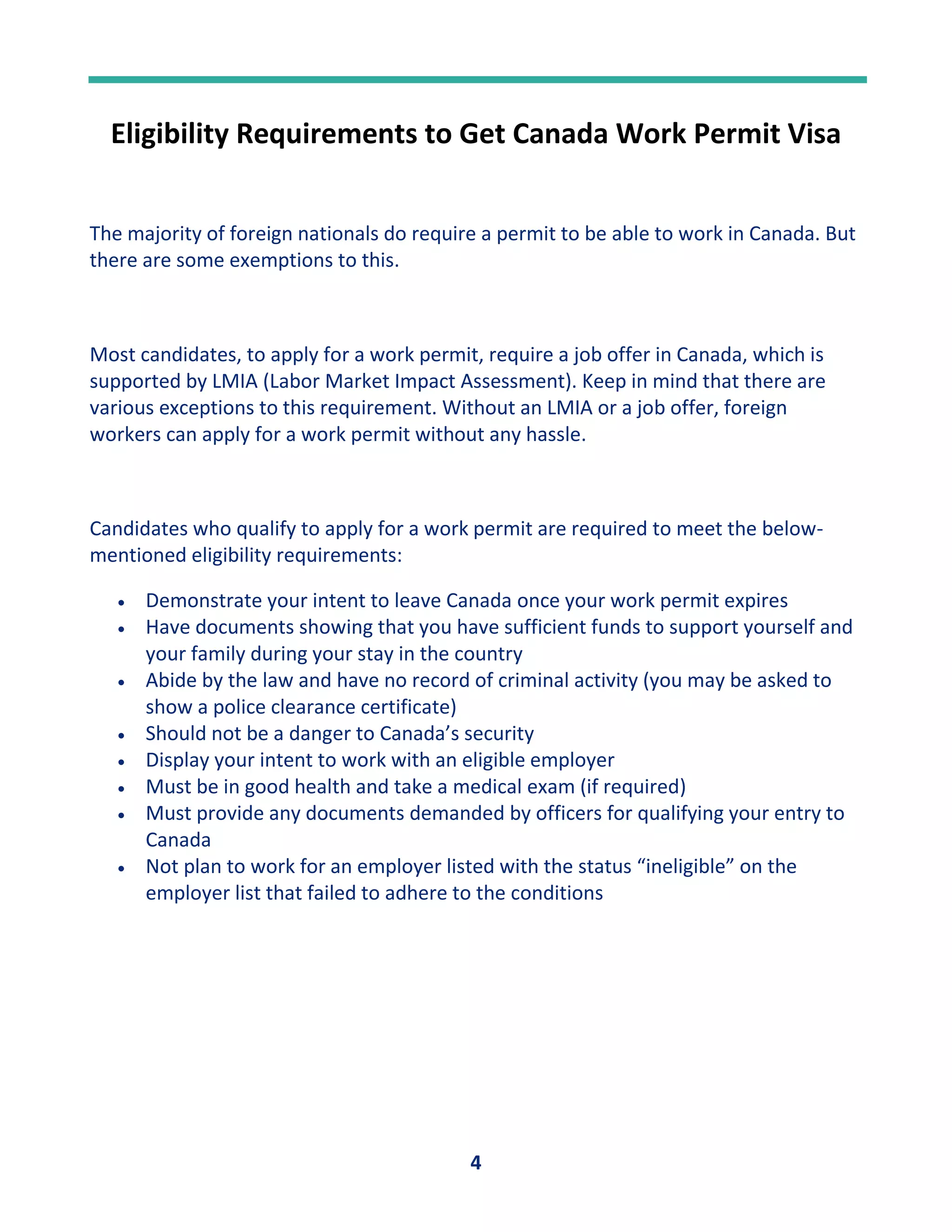 Canada Work Permit Visa | PDF