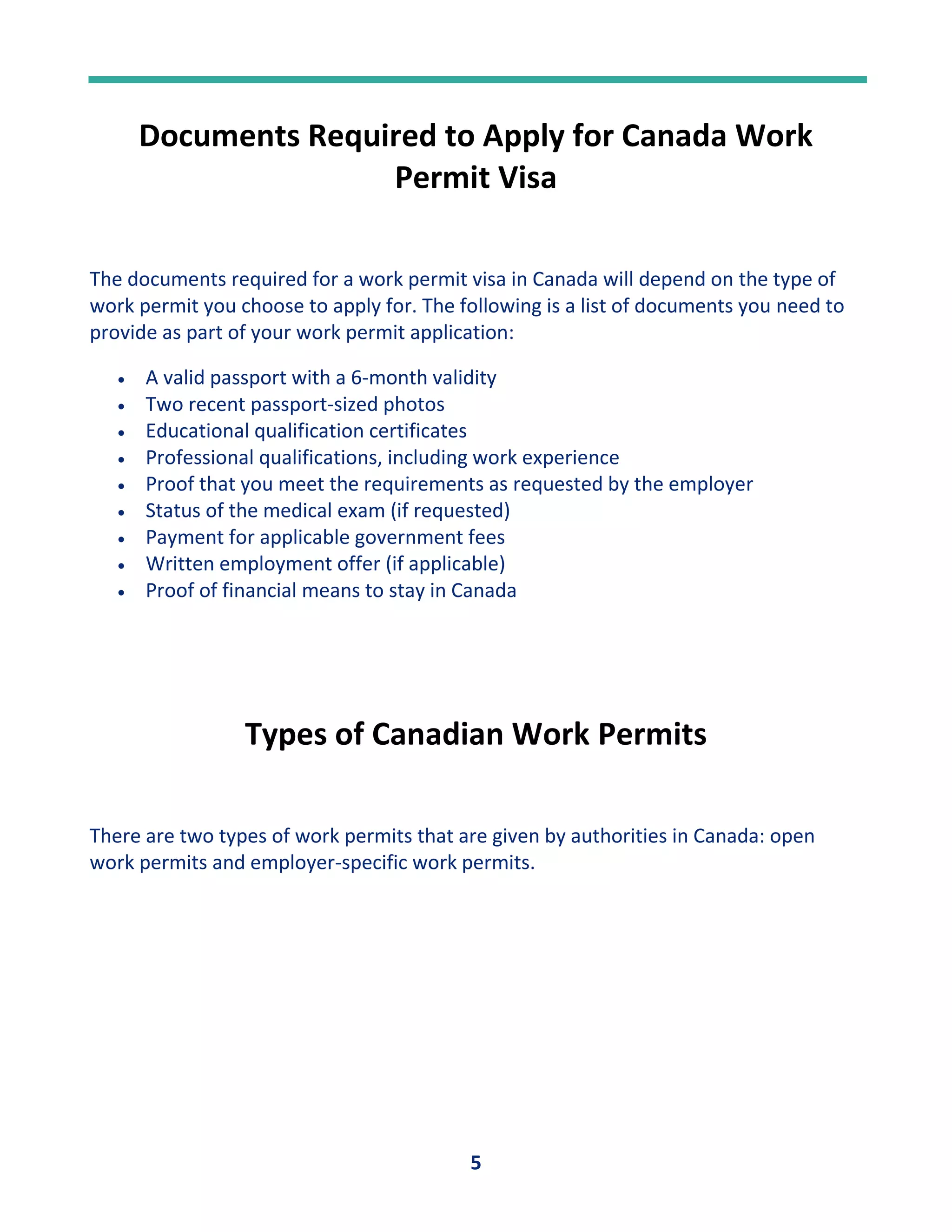Canada Work Permit Visa | PDF