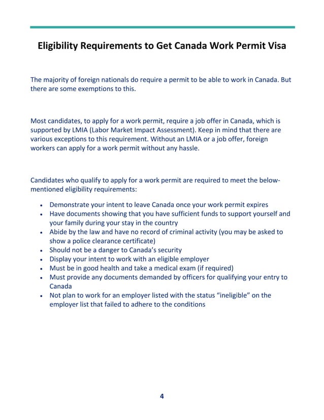 Canada Work Permit Visa | PDF