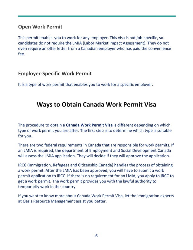Canada Work Permit Visa | PDF