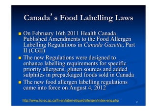Canadian Allergen Labelling | PDF