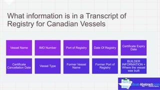what is a Canadian boat transcript of registry | PPT
